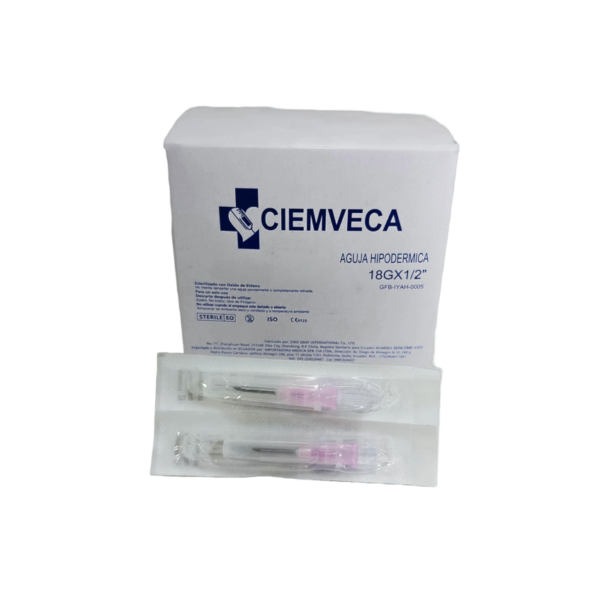 Aguja hipodermica 18 GX ½